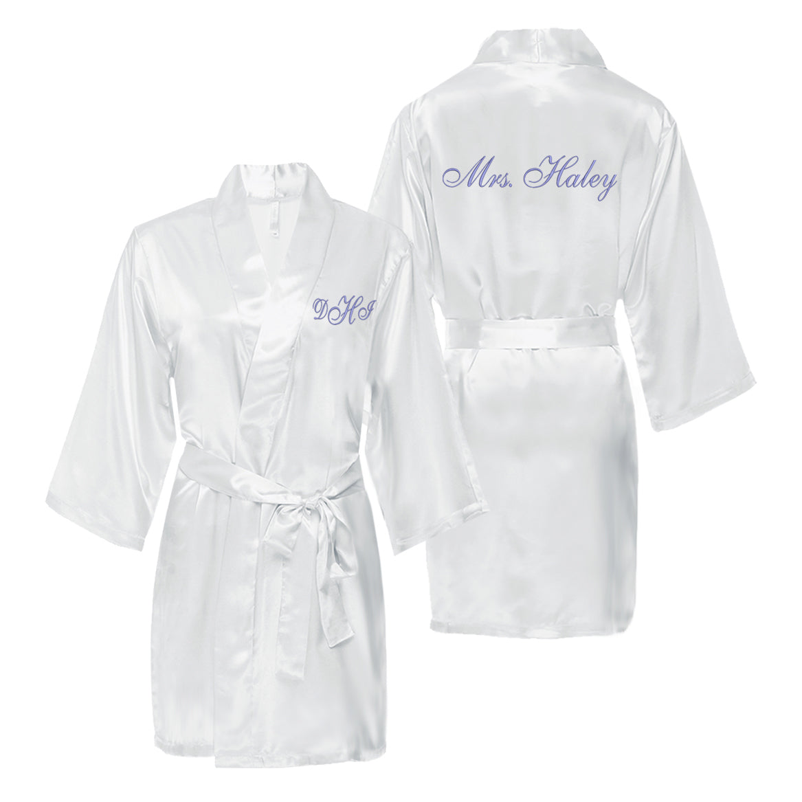 Personalized Mrs. Satin Bridal Robe, Monogrammed Bride Robe – Classy Bride