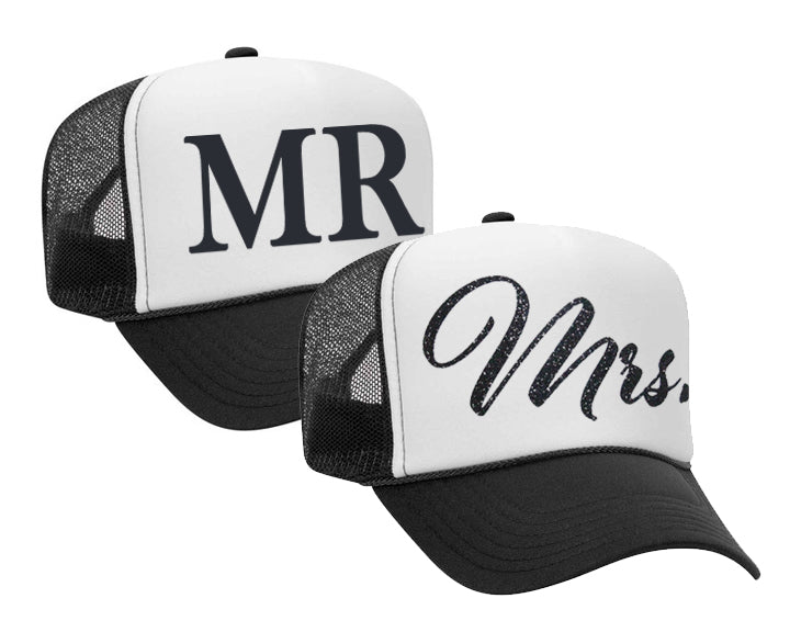 Mr. and Mrs. Trucker Hat Set – Classy Bride