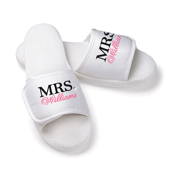 Personalized MRS. Slippers with Bling Accent – Classy Bride